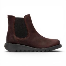 Fly London Damen burgundy Chelsea Wildlederleder-Kn&ouml;chelstiefel &ndash; SALV195