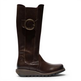 Fly London Damen braune Lederstiefel kniehoch &ndash; SOIF361