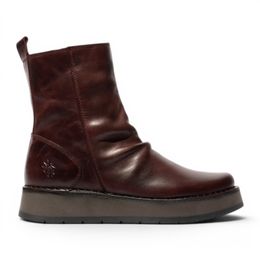 Fly London Damen Weinleder-Zip-Up-Plattform-Stiefel &ndash; RENO053FLY