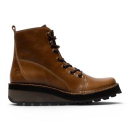 Fly London Damen-Tan-Leder-Schn&uuml;rstiefel &ndash; HAZI147