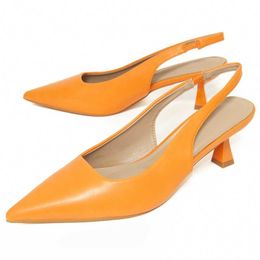 Montevita Orange High Heel Schuh mit offenem Absatz und geschlossener Spitze