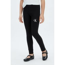 M&auml;dchen Leggings "CK LOGO LEGGING"pvh schwarz, Gr. 14, Calvin Klein Jeans, unifarben, Jersey, Obermaterial: 94% Baumwolle, 6% Elasthan, Hosen,