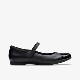 Clarks Scala Gem Jugend schwarze Lederschuhe