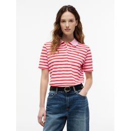 Tommy Hilfiger Damen Poloshirt "1985 REG PIQUE POLO"rose petal, ecru stripe, Gr. M, gestreift, Piqu&eacute;, Obermaterial: 96% Baumwolle, 4% Elasthan,