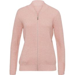 Damen Strickjacke in Ripp-Optik, pflegeleicht rosenquarz-meliert, Gr&ouml;&szlig;e 52