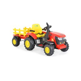 Moni Kinder Elektrotraktor Rancher mit Anh&auml;nger, Hupe, Licht, MP3, Fernbedienung rot