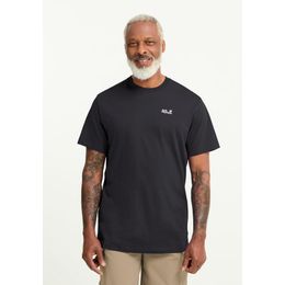 Jack Wolfskin Herren T-Shirt "ESSENTIAL T M"schwarz, Gr. XS, Obermaterial: 100% BAUMWOLLE, Shirts, T-Shirt aus Bio-Baumwolle, atmungsaktiv, weiches