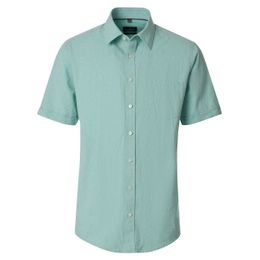 Casamoda Herren Kurzarmhemd "Casamoda Leinenhemd Kurzarm uni"gr&uuml;n, Gr. L, unifarben, 70% Baumwolle, 30% Leinen, Hemden