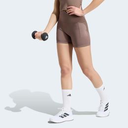 Damen Shorts "3-STREIFEN STUDIO ALL ME BOOTY LEGGINGS, KURZ"earth strata, innenbeinl&auml;nge ca. 13 cm, Gr. XL, adidas Performance, Obermaterial: 80%