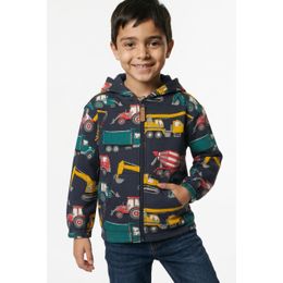 Blue Seven Jungen Kapuzensweatjackedk blau, Gr. 104, bedruckt, Sweatware, Obermaterial: 100% Baumwolle, Sweatjacken, Baumwolle