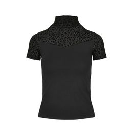 Urban Classics Damen T-Shirt "Urban Classics Damen Ladies Flock Lace Turtleneck Tee"schwarz, Gr. XS, unifarben, 95% Baumwolle, 5% Elasthan, Shirts