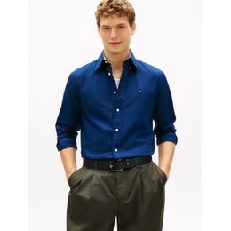 Tommy Hilfiger Herren Langarmhemd "LINEN BLEND SOLID BTD"carbon navy, Gr. M, Web, Obermaterial: 52% Baumwolle, 48% Leinen, Hemden, Regular Fit Leinen
