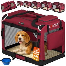 Cadoca Hundebox faltbar L 70x52x50cm Dunkelrot
