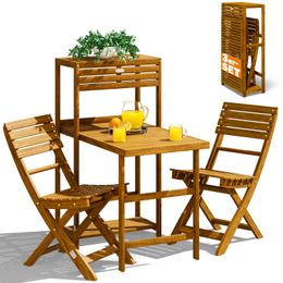 Casaria Garten-Sitzgruppe 3-tlg Akazienholz FSC -zertifiziert klappbar