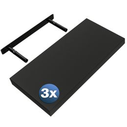 Casaria Wandregal Schweberegal 50cm 3er-Set Schwarz + Halterung