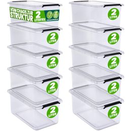 Deuba Aufbewahrungsbox 10er-Set 20x15x12cm 2L transparent stapelbar BPA-frei
