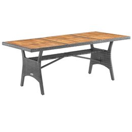 Casaria Polyrattan Gartentisch Takeo Grau 190x90x74cm Akazie
