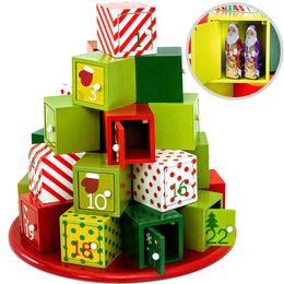 Spielwerk Adventskalender Geschenkpyramide Holz rund