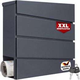 Monzana Briefkasten mit Zeitungsrohr Anthrazit Stahl