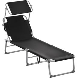 Casaria Gartenliege Hawaii Schwarz Alu 190x60x30cm