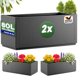 Casaria Blumentopf Ethica 2er-Set Anthrazit Kunststoff 80x36x36cm