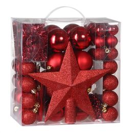 Deuba Weihnachtskugeln Rot 77 tlg in matt gl&auml;nzend & glitzernd