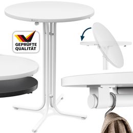 Casaria Stehtisch Wei&szlig; &Oslash;70x110cm klappbar Outdoor h&ouml;henverstellbar bis 100kg