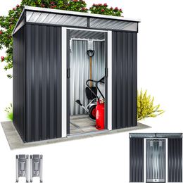 Gardebruk Ger&auml;teschuppen Anthrazit 200x125x180cm Schiebet&uuml;r 2 Fenster 4 Haken