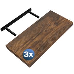 Casaria Wandregal Schweberegal 50cm 3er-Set Dunkle Eiche + Halterung