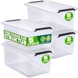 Deuba Aufbewahrungsbox 4er-Set 30x20x12cm 5L transparent stapelbar BPA-frei