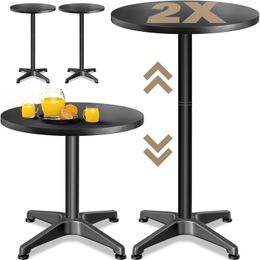 Casaria Stehtisch 2er-Set &Oslash;60cm h&ouml;henverstellbar 70/115cm Alu Schwarz