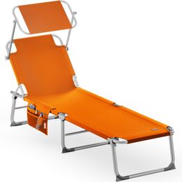 Casaria Gartenliege Ibiza Orange 190x59x29cm Alu Sonnendach