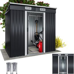 Gardebruk Ger&auml;teschuppen Anthrazit 196x122x182cm Platz f&uuml;r R&auml;der Schiebet&uuml;r