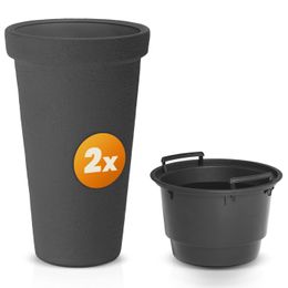 Casaria Blumentopf 2er-Set Anthrazit 63x40cm