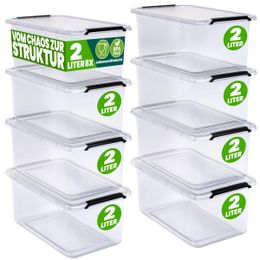 Deuba Aufbewahrungsbox 8er-Set 20x15x12cm 2L transparent stapelbar BPA-frei