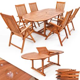 Casaria Garten-Sitzgruppe Vanamo 7-tlg Eukalyptusholz FSC -zertifiziert