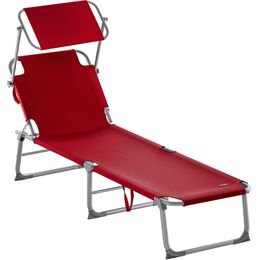 Casaria Gartenliege Hawaii Rot Alu 190x60x30cm