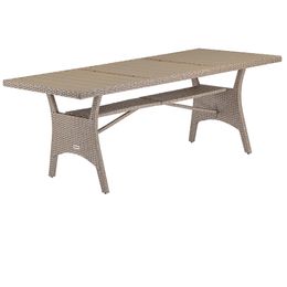 Casaria Polyrattan Gartentisch Takeo Creme 190x90x75cm WPC
