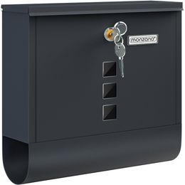 Monzana Briefkasten Anthrazit Stahl 30,5x10x33,5cm