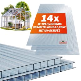 Gardebruk Doppelstegplatten 14er-Set 4mm transparent 25m&sup2; UV-best&auml;ndig bruchfest