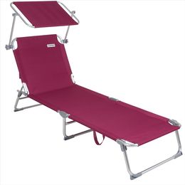 Casaria Gartenliege Ibiza Rubinrot 190x59x29cm Alu Sonnendach