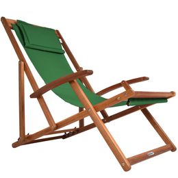 Casaria Gartenliege Gr&uuml;n Akazienholz 94x60x94cm