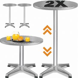 Casaria Stehtisch 2er-Set Silber Alu &Oslash;60cm h&ouml;henverstellbar