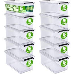 Deuba Aufbewahrungsbox 10er-Set 30x20x12cm 5L transparent stapelbar BPA-frei