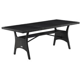Casaria Polyrattan Gartentisch Takeo Schwarz 190x90x75cm WPC