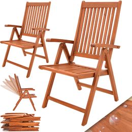 Casaria Klappstuhl 2er-Set ergonomisch verstellbar 5 Positionen Eukalyptus