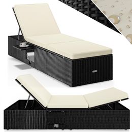 Casaria Polyrattan Gartenliege Schwarz/Creme 200x58x33cm