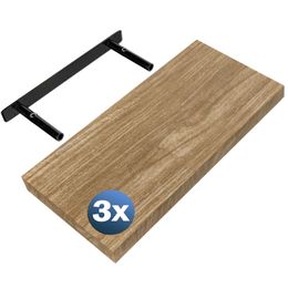 Casaria Wandregal Schweberegal 50cm 3er-Set Eiche + Halterung