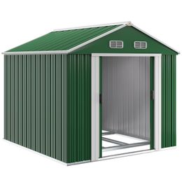 Gardebruk Ger&auml;teschuppen Gr&uuml;n 260x315x180cm Metall 15m&sup3; Stauraum verzinkter Bodenkranz