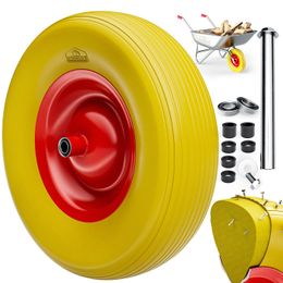 Gardebruk Schubkarrenrad Gelb pannensicher PU-Schaum 200kg Kugellager inkl Achse